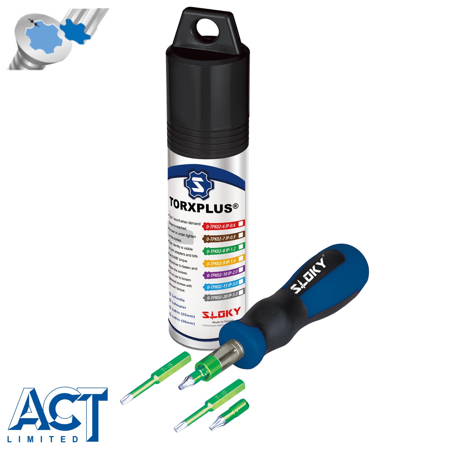 Sloky Torque Screwdriver Slim-Fit Handle for TORX PLUS® Single Set - 6 ...